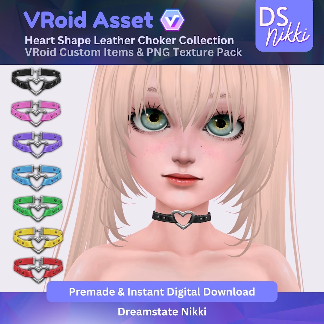 Vroid Studio Outfit – Heart Shape Leather Choker, Vtuber Clothes PNG ...
