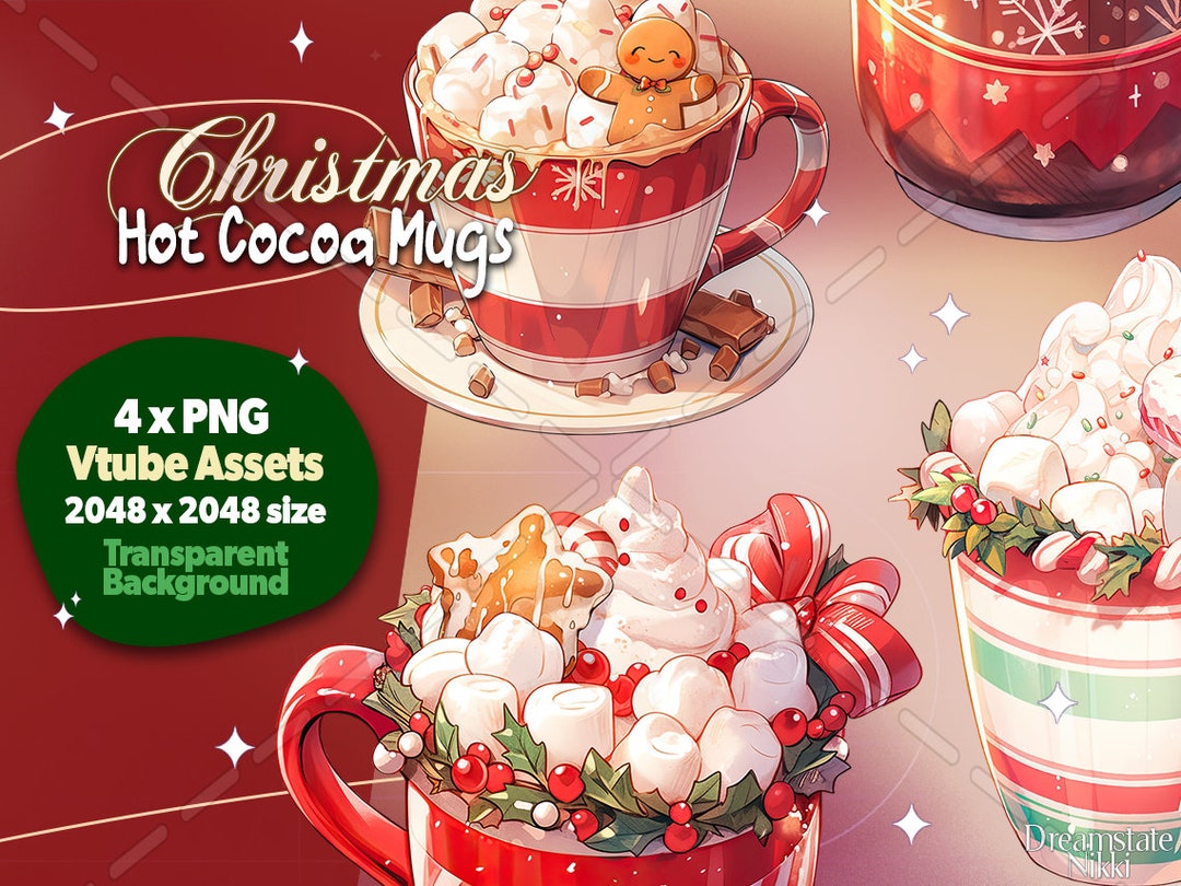 4 X Vtuber Assets Christmas Hot Cocoa Mugs, Vtube, Vtuber, Streamer ...