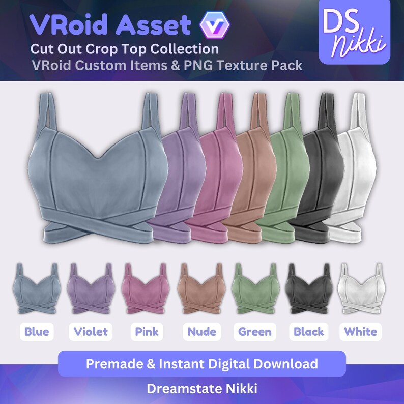 Vroid Crop Top Outfit: Vtuber Clothes, PNG Textures (digital Download ...