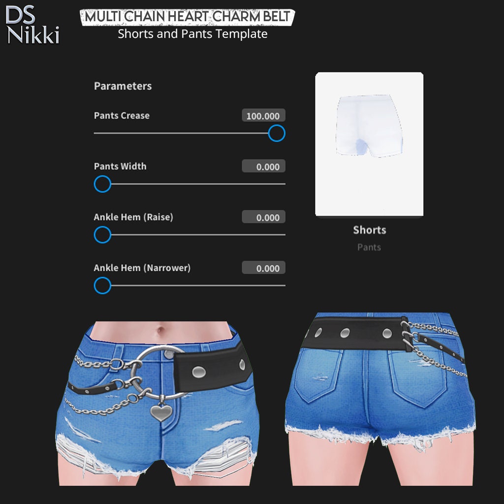 Vroid Multi Chain Heart Charm Belt Clothing Textures PNG Cute Vtuber ...