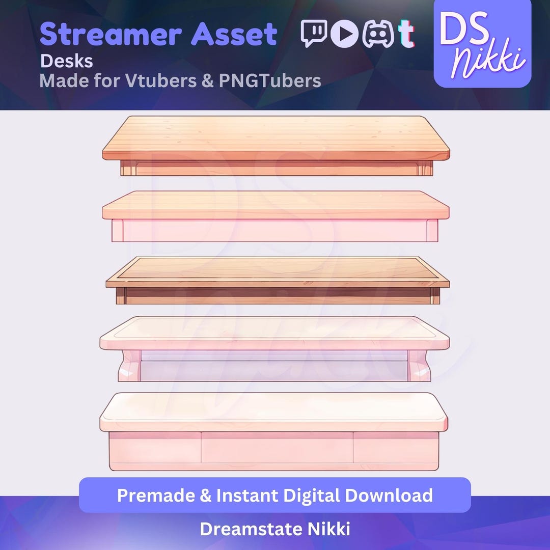 Vtuber Desk PNG Prop Pack – 5x Streamer Tables for Vtube Studio ...