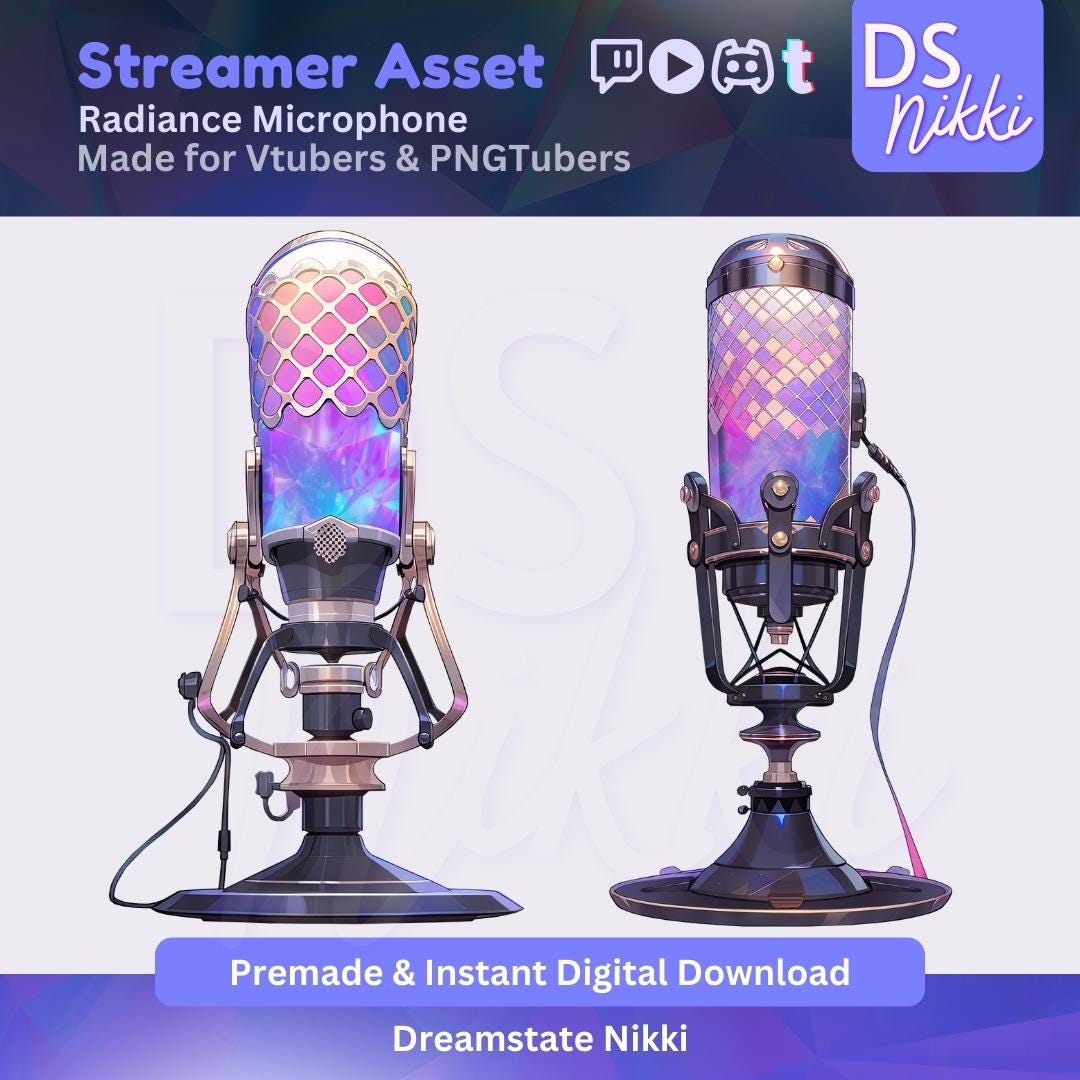 Animated Radiance Microphone Vtuber Asset – WEBM + PNG Stream Prop for ...