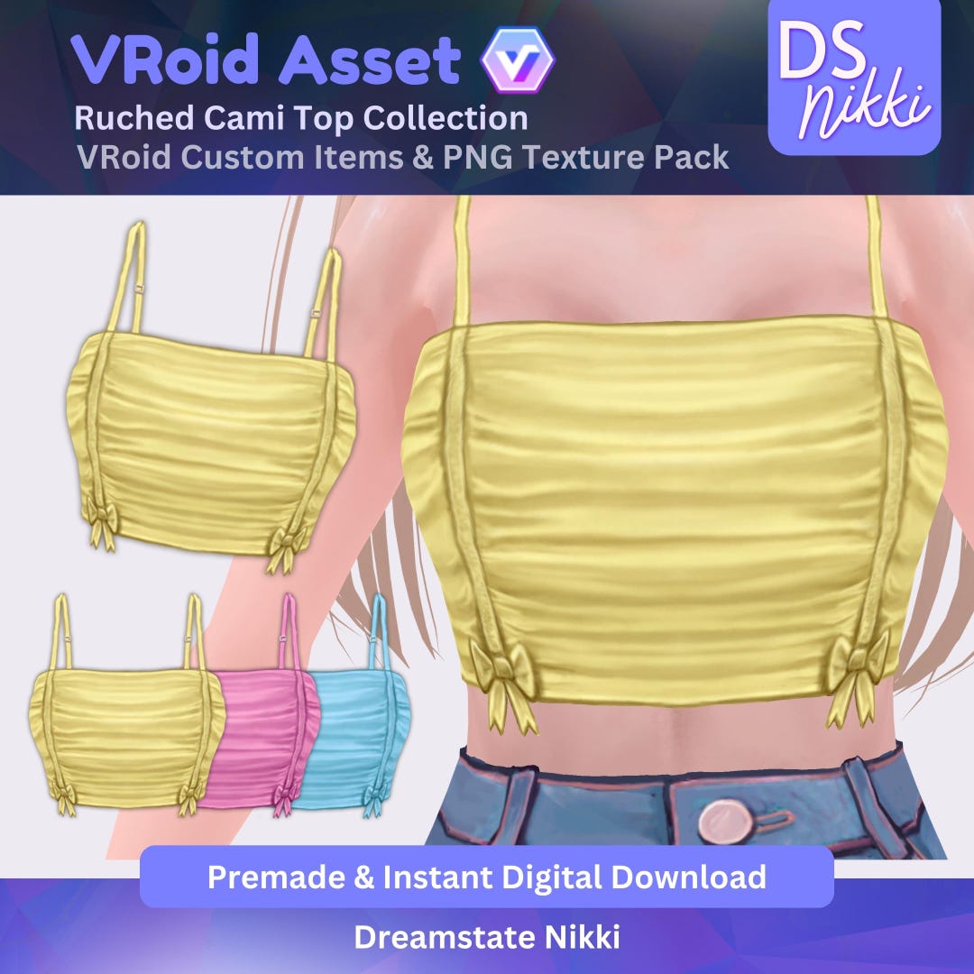 Vroid Studio Outfit – Stylish Ruched Cami Top Set, Vroid Custom Items ...