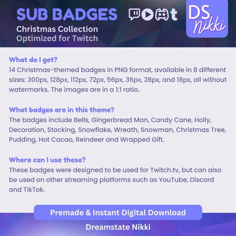 Kawaii Twitch Sub Badges – Cozy Christmas Xmas Stream Emotes - Etsy