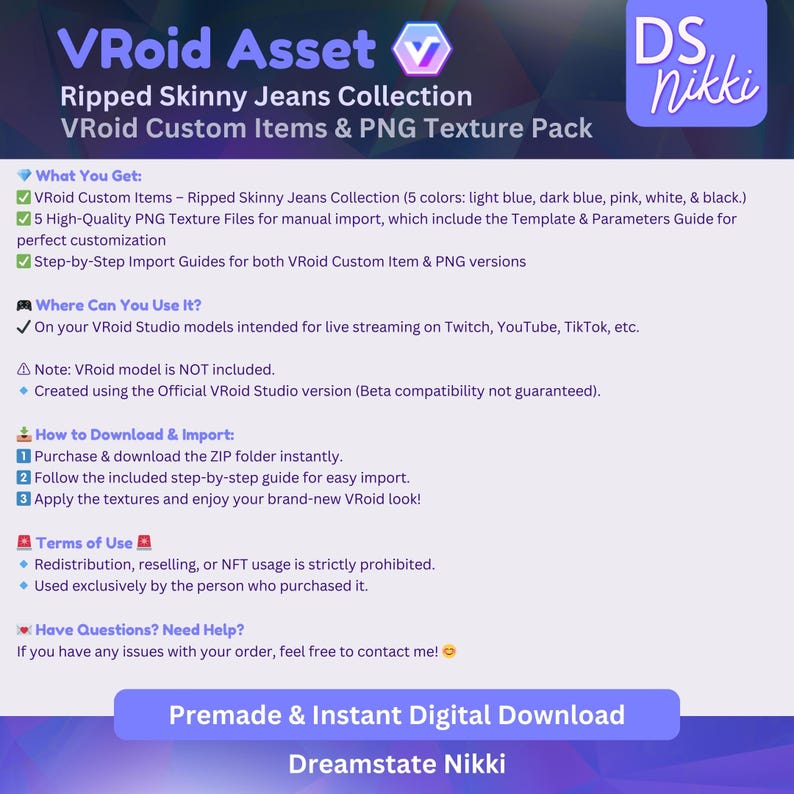 Vroid Studio Outfit – Stylish Ripped Skinny Jeans, Vroid Custom Items ...