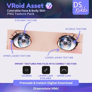 Vroid Skin Texture Pack for Vtubers – Face, Body, Eyelash & Makeup ...