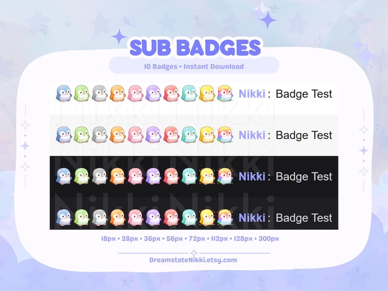 Twitch Sub Badges Penguin Emotes Kawaii Pastel Animal Stream Badge Pack ...