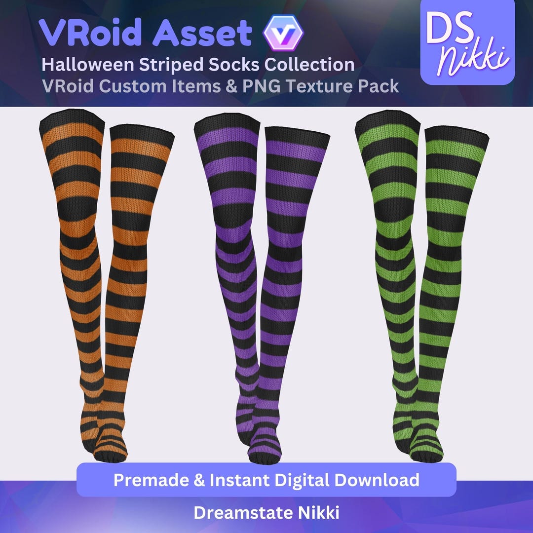 Vroid Studio Outfit – Halloween Striped Socks, Vtuber Clothes PNG ...