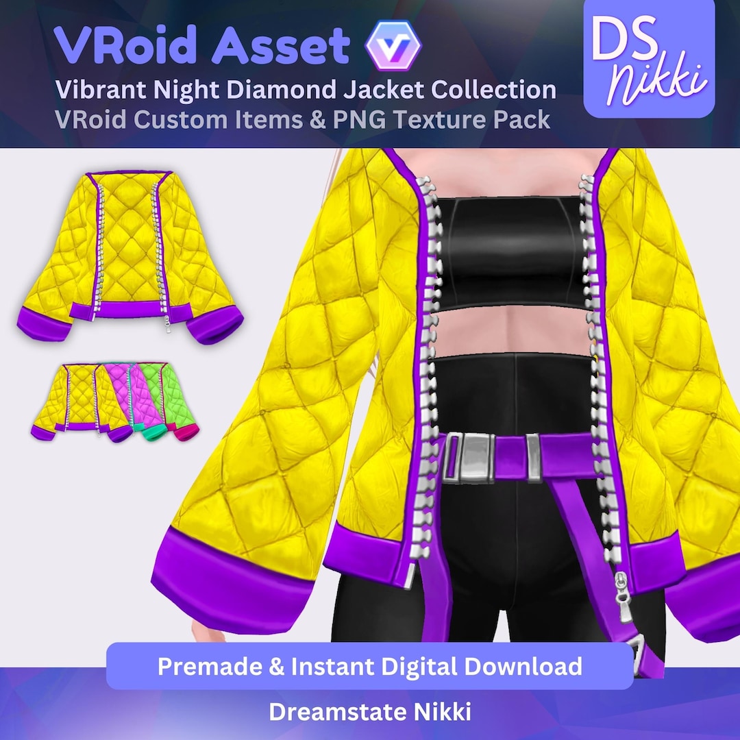 Vroid Studio Outfit – Stylish Diamond Jacket Set, Vroid Custom Items ...