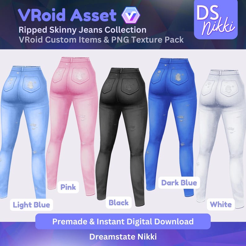 Vroid Studio Outfit – Stylish Ripped Skinny Jeans, Vroid Custom Items ...