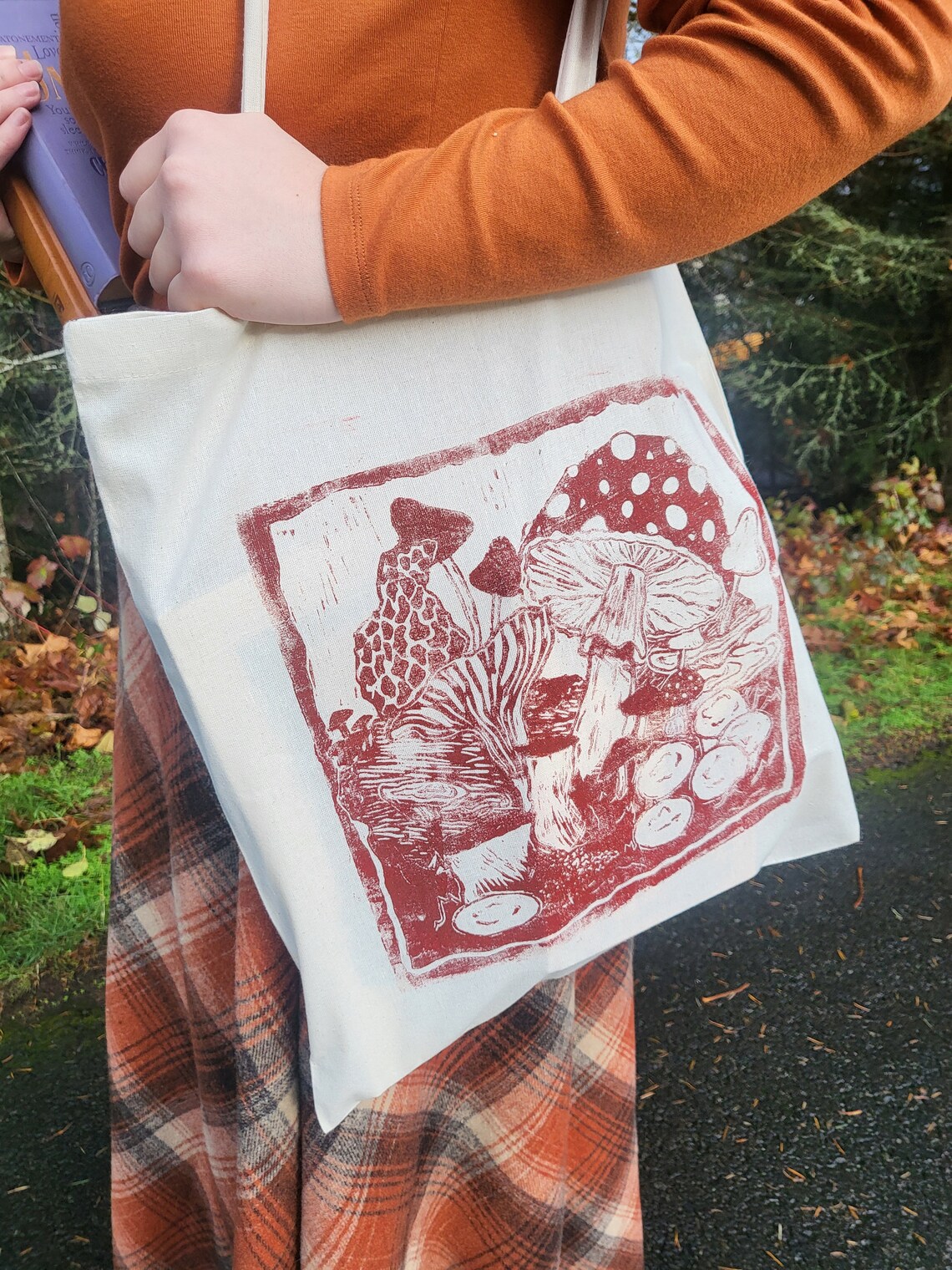 Handprinted Mushroom Tote Bag - Etsy