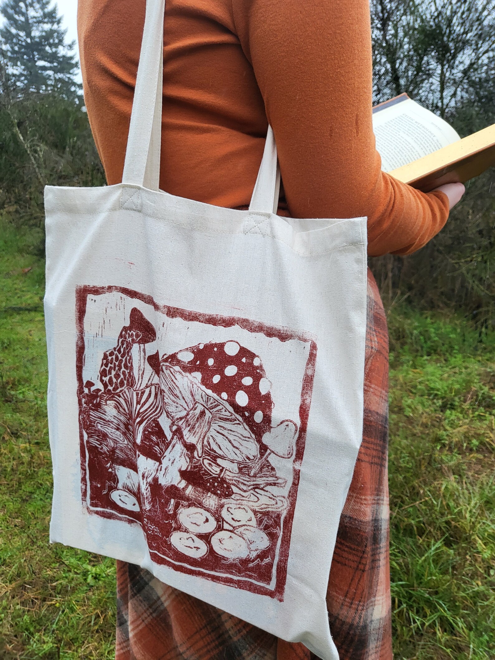 Handprinted Mushroom Tote Bag - Etsy