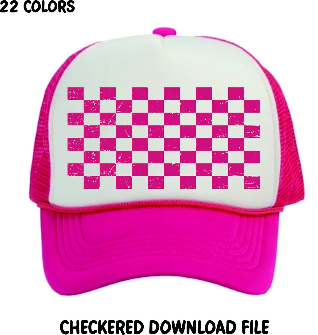 Checkered Hat DTF Transfer, Trucker Hat Checkered Ready to Press, DTF ...