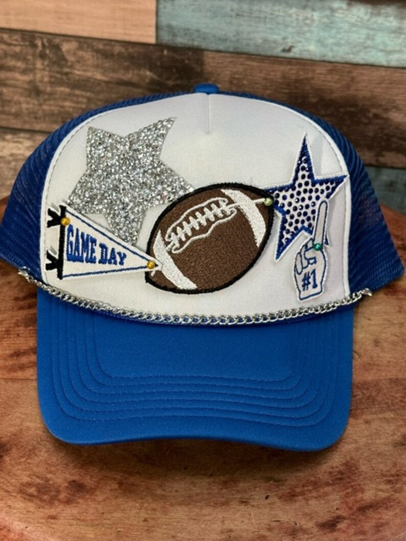 Football Hat, Game Day Trucker Hat, Trucker Hat With Patches, Football ...