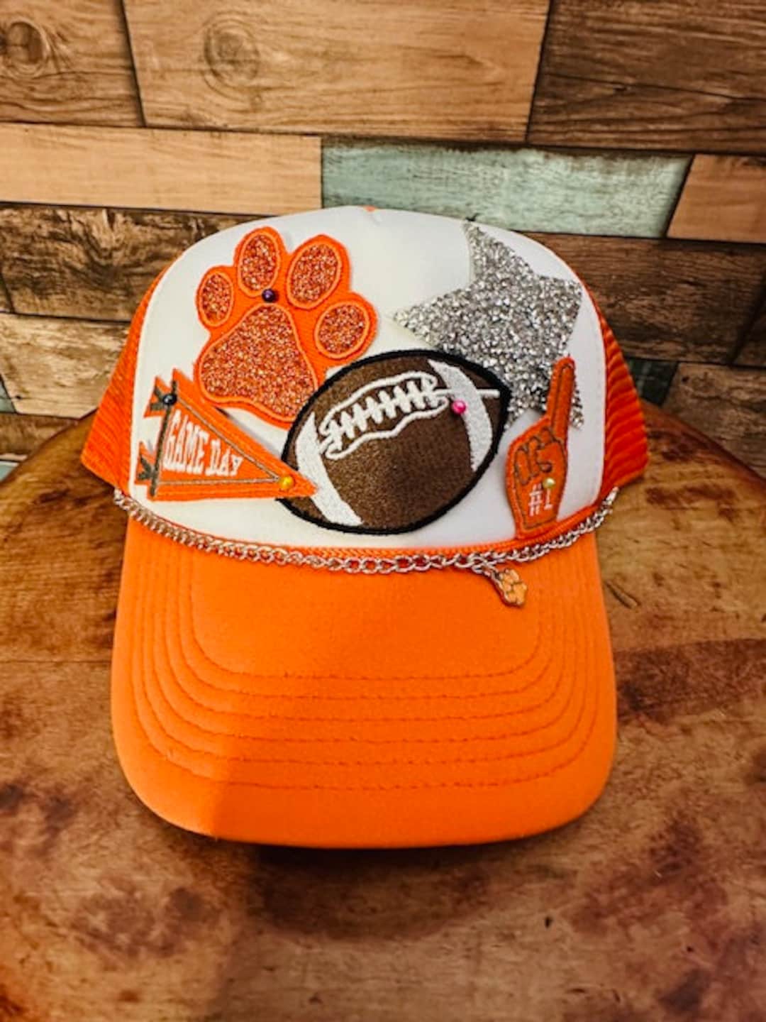 Football Hat, Game Day Trucker Hat, Trucker Hat With Patches, Football ...