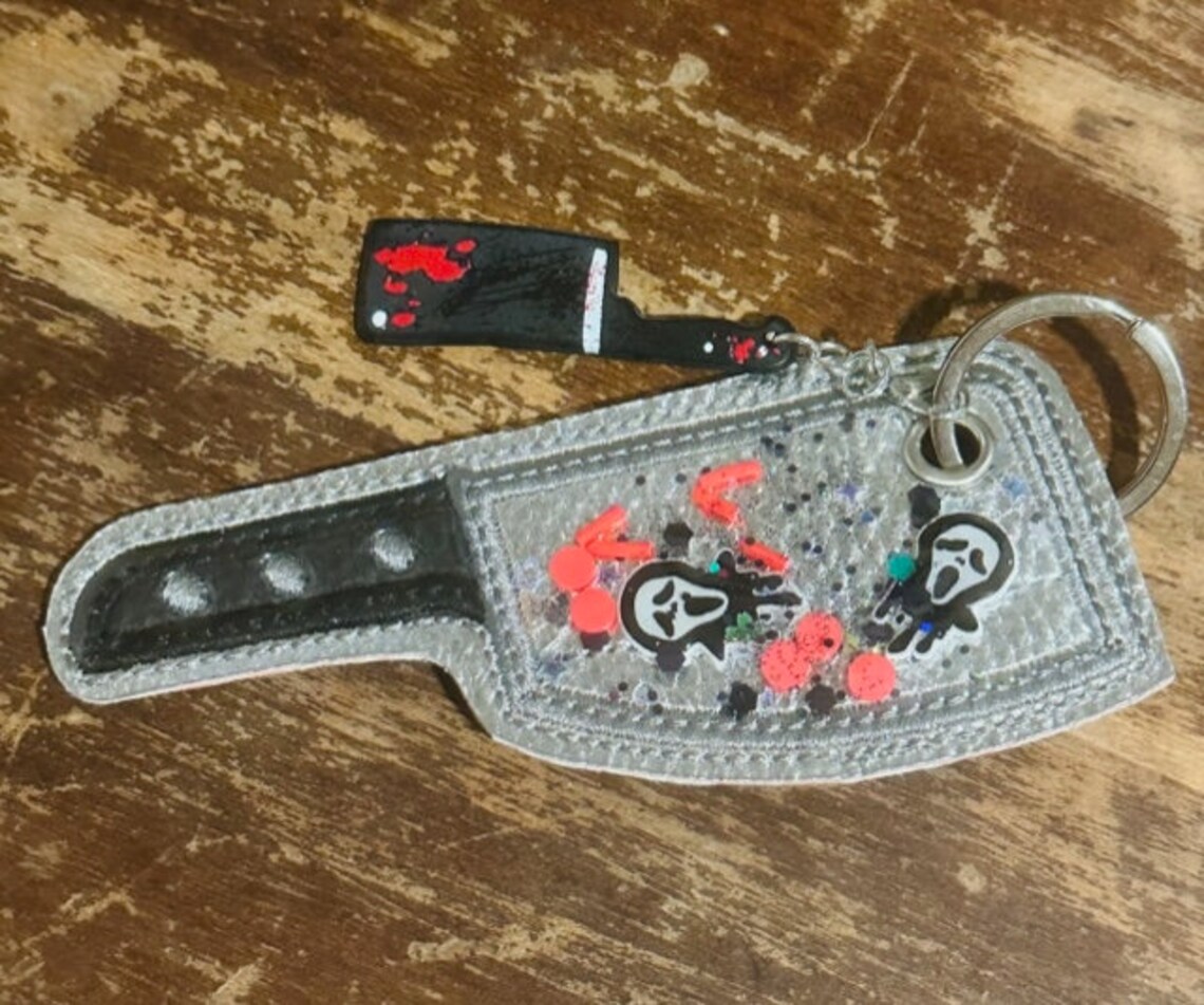 Halloween Shaker Keychain, Knife Key Chain, Halloween Keychain, Horror ...