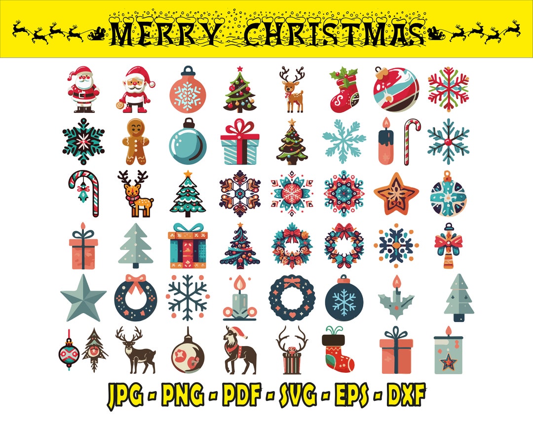 Christmas SVG Files Bundle in Svg, Jpg, Pdf, Png, Eps, Dxf Formats, 50 ...