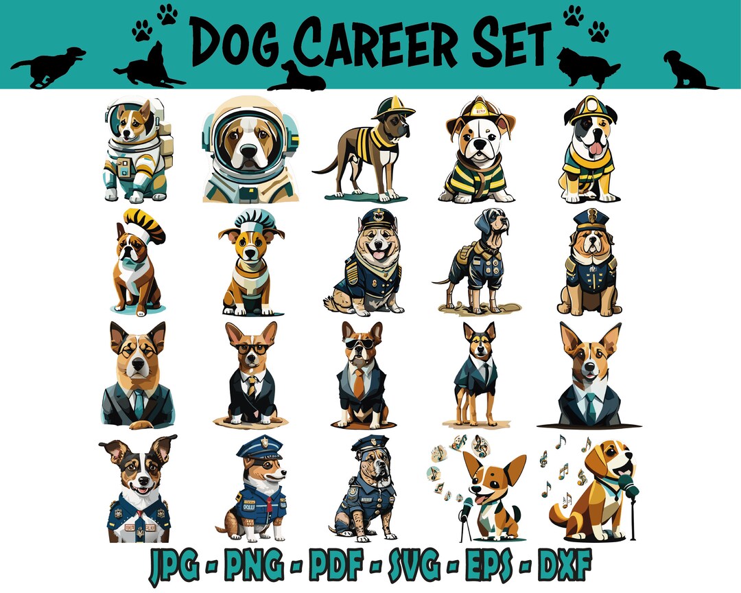 Dog SVG, Jpg, Pdf, Png, Dxf and Eps Files Dog Career Digital File Set ...