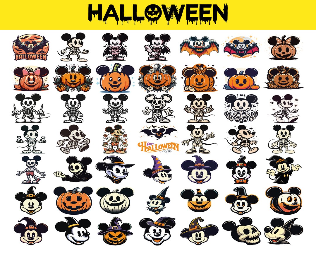 Halloween Clipart Bundle: 50 Unique Colored Designs in Svg, Jpg, Pdf ...