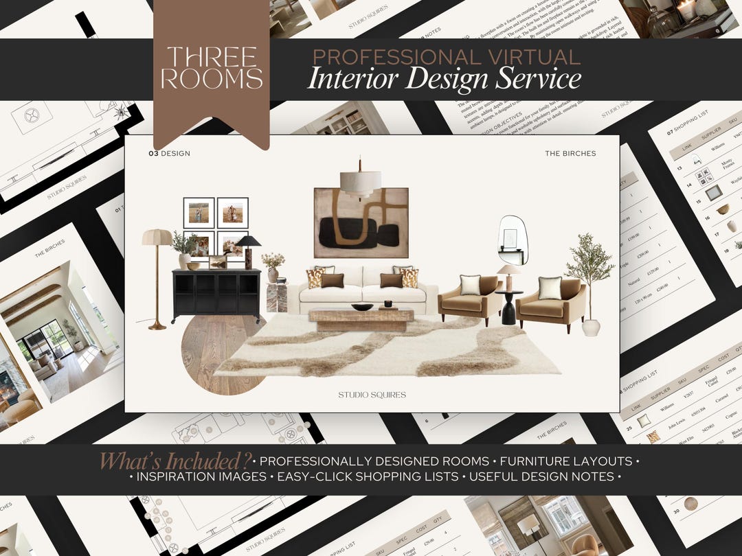 3 Room Custom Virtual Interior Design | Full Interior Design Service ...