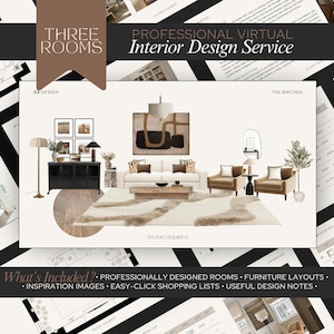 3 Room Custom Virtual Interior Design Full Interior Design Service ...