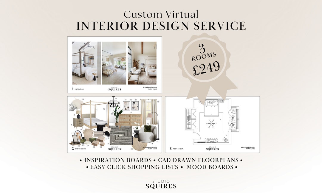 3 Room Custom Virtual Interior Design Full Interior Design Service ...