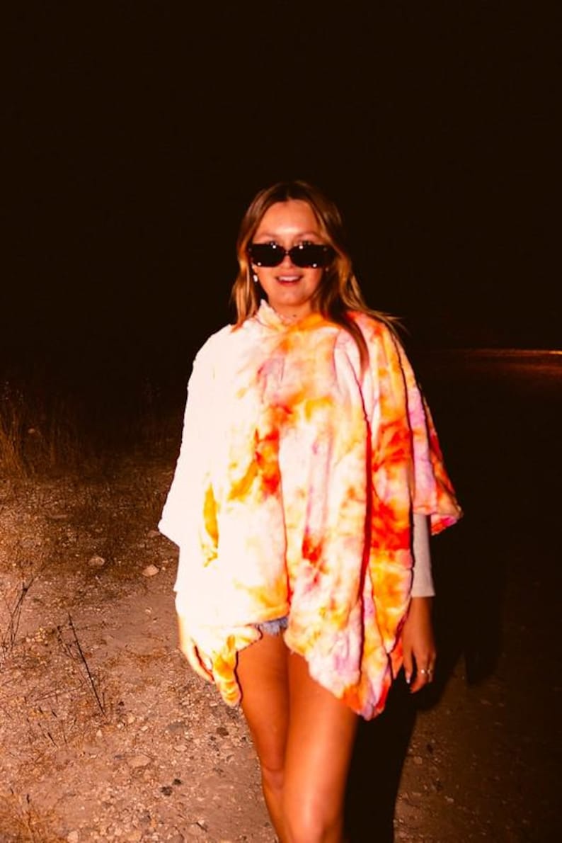 Hoodie Pullover Poncho, Festival Rave, Faux Fur, Funky, Colorful Made ...