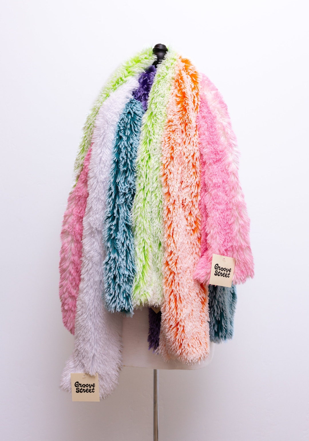 Shaggy Faux Fur Scarf, Festival Rave, Funky, Colorful Made in the USA ...