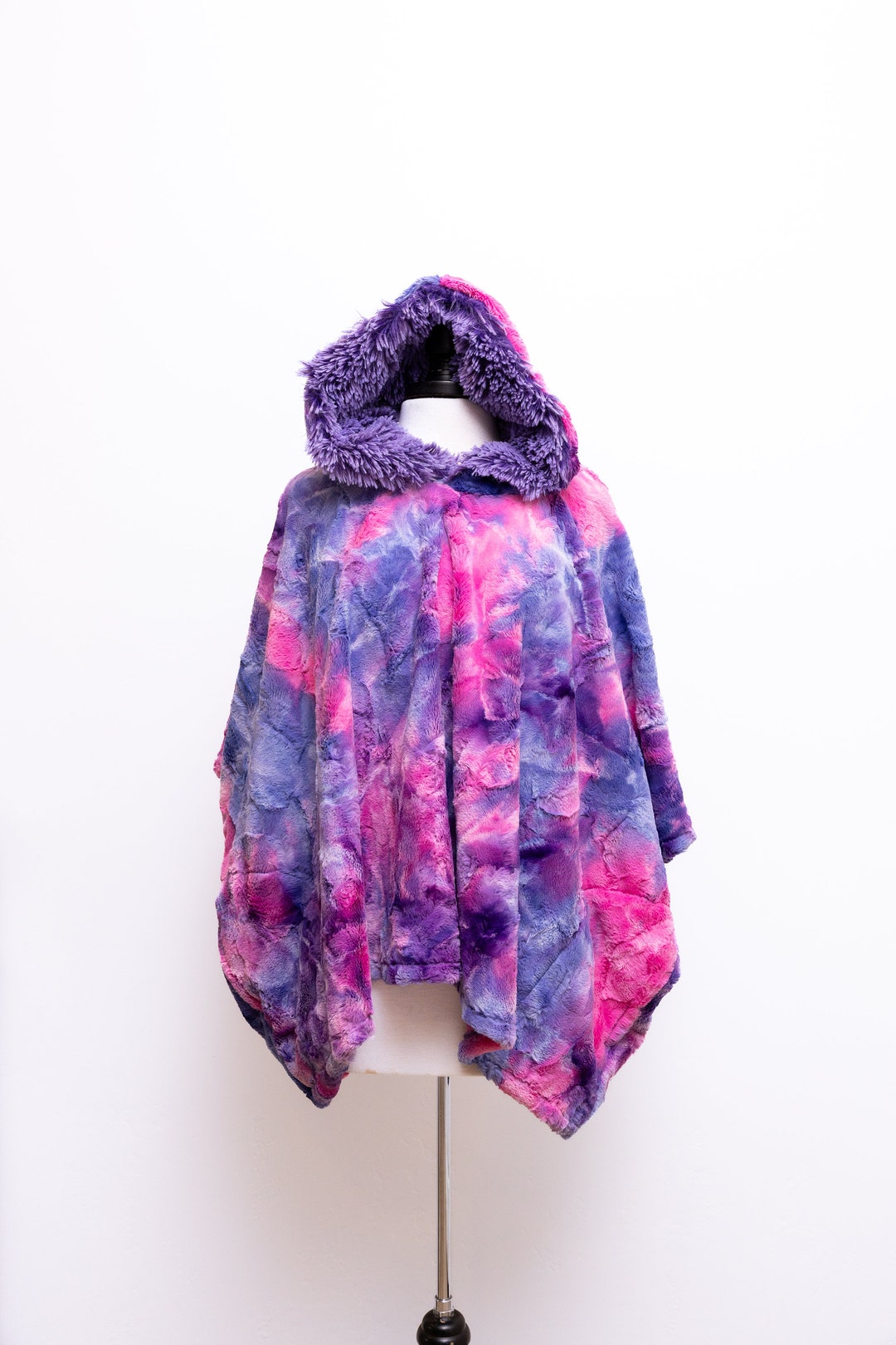 Hoodie Pullover Poncho, Festival Rave, Faux Fur, Funky, Colorful Made ...