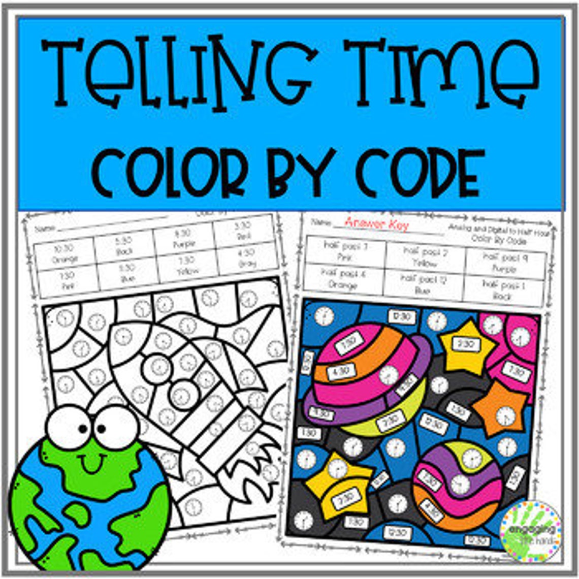 Telling Time Color by Code - Etsy