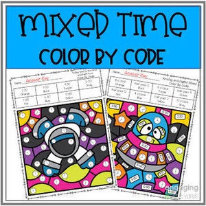 Telling Time Color by Code - Etsy