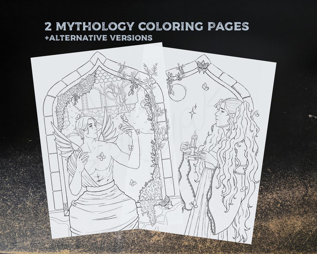 Eros and Psyche | Greek Mythology Coloring Duo | Digital Download - Etsy