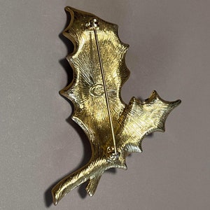 Lapel Pin, Golden Leaves Brooch With Diamond Jeweled Stem - Etsy