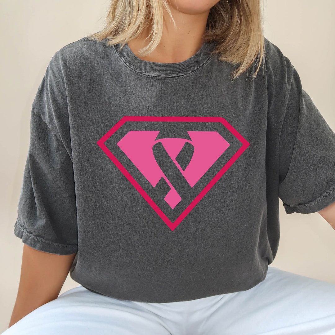 Cancer Ribbon Wonder Shirt, Cancer Survivor Supergirl Tee, Cancer Support Gifts, Comfort Colors ...