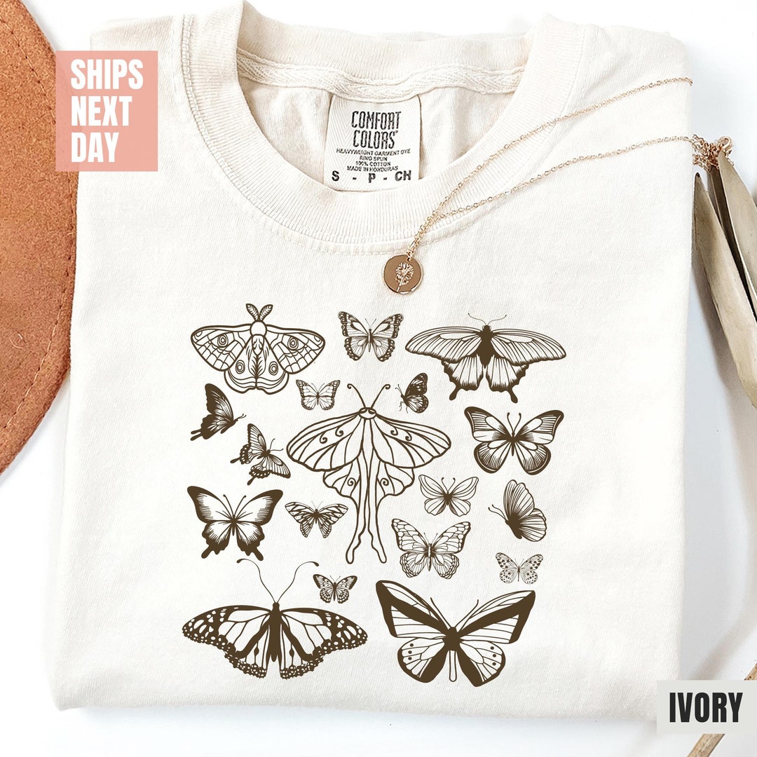 Vintage Butterfly and Moth T-shirt, Cottagecore Aesthetic Comfort ...