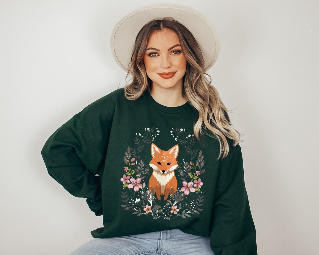 Cozy Cute Fox Cottagecore Sweatshirt, Forestcore Pullover, Woodland ...