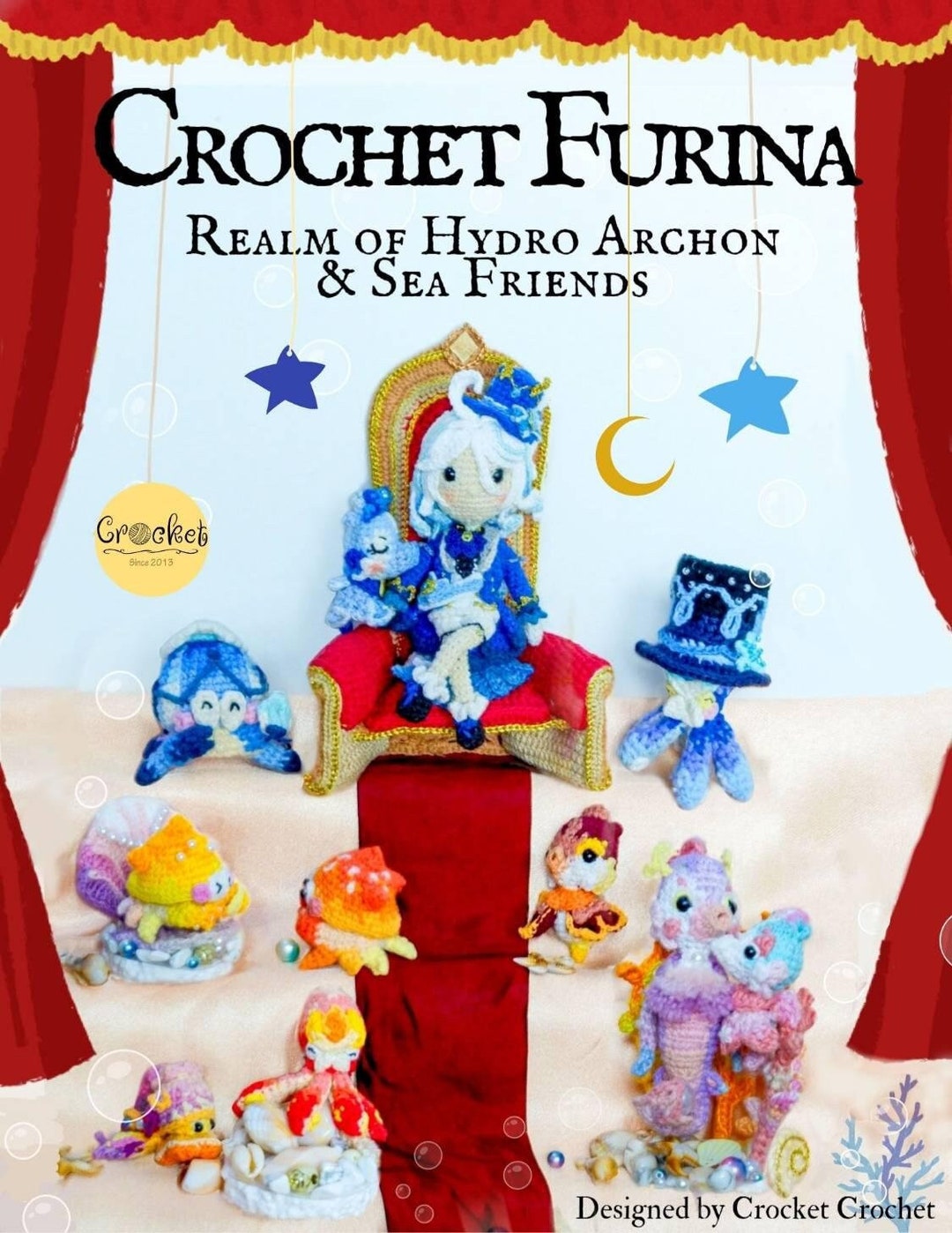 Crochet Furina, Realm of Hydro Archon and Sea Friends e-bookprintable ...