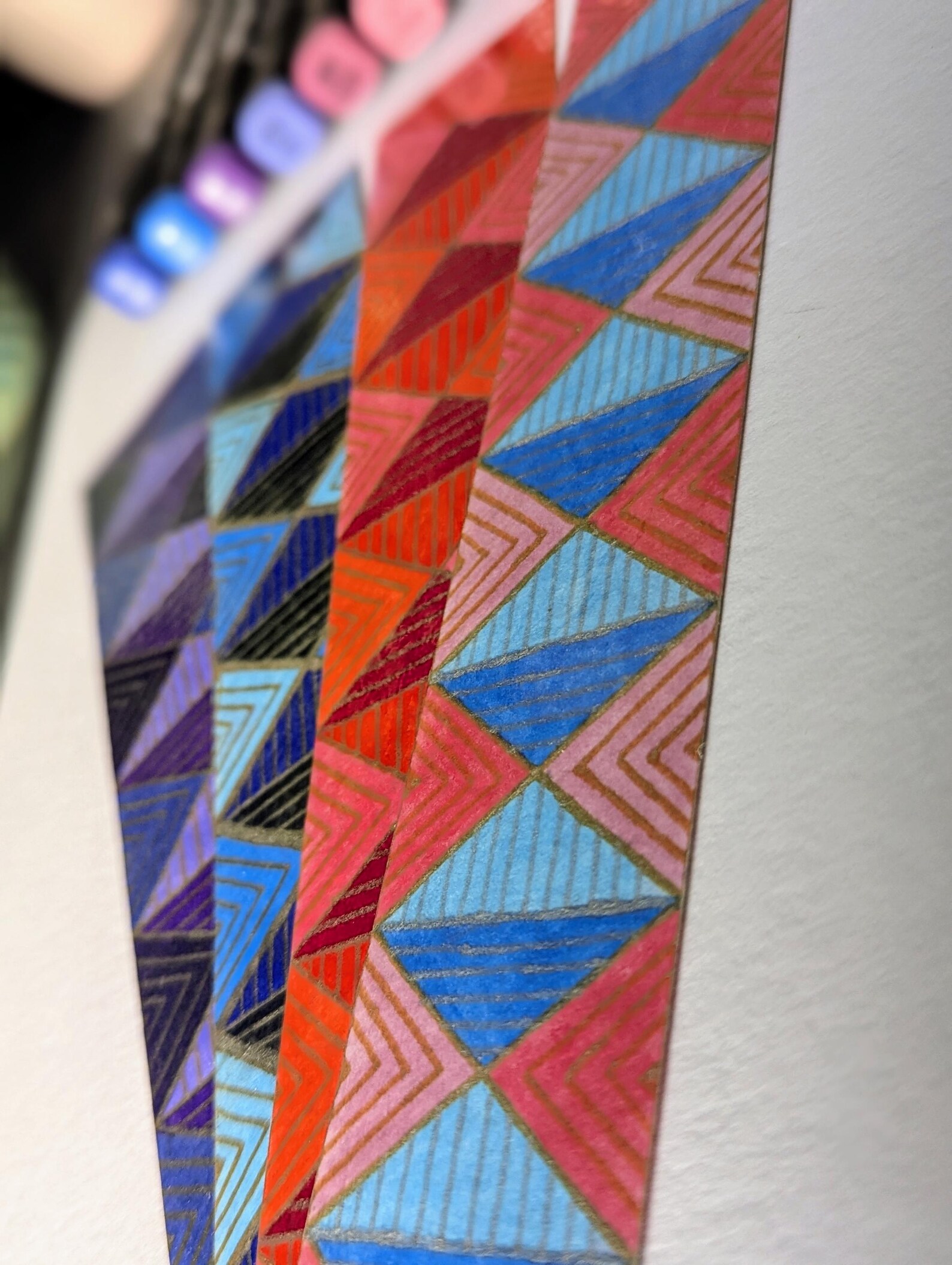 Unique Hand Drawn Bookmark | Vibrant Geometric Patterns, Colorful ...