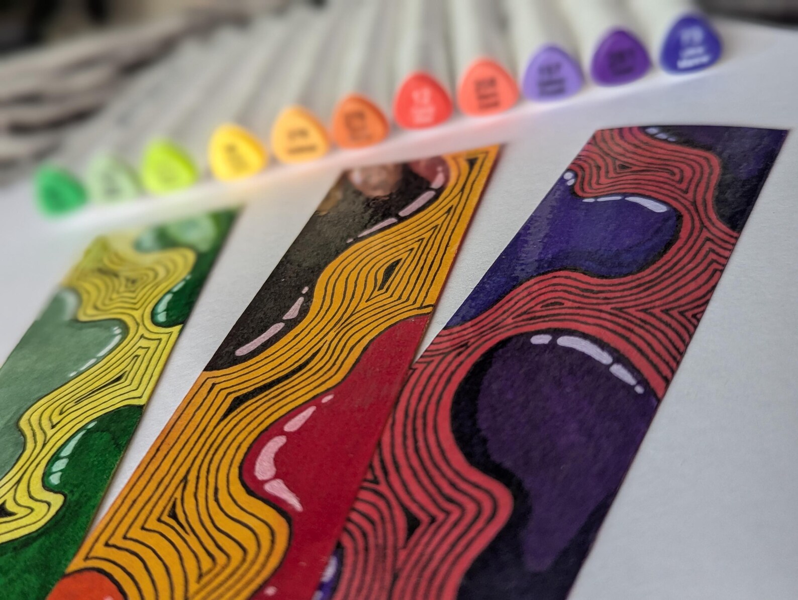 Unique Hand Drawn Bookmark | Dripping Lava Design, Fluid Shapes ...