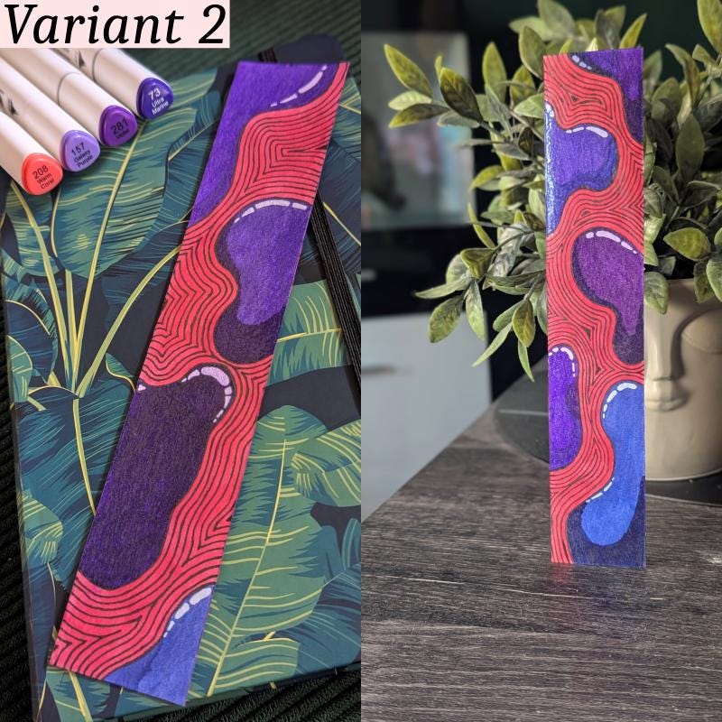 Unique Hand Drawn Bookmark | Dripping Lava Design, Fluid Shapes ...