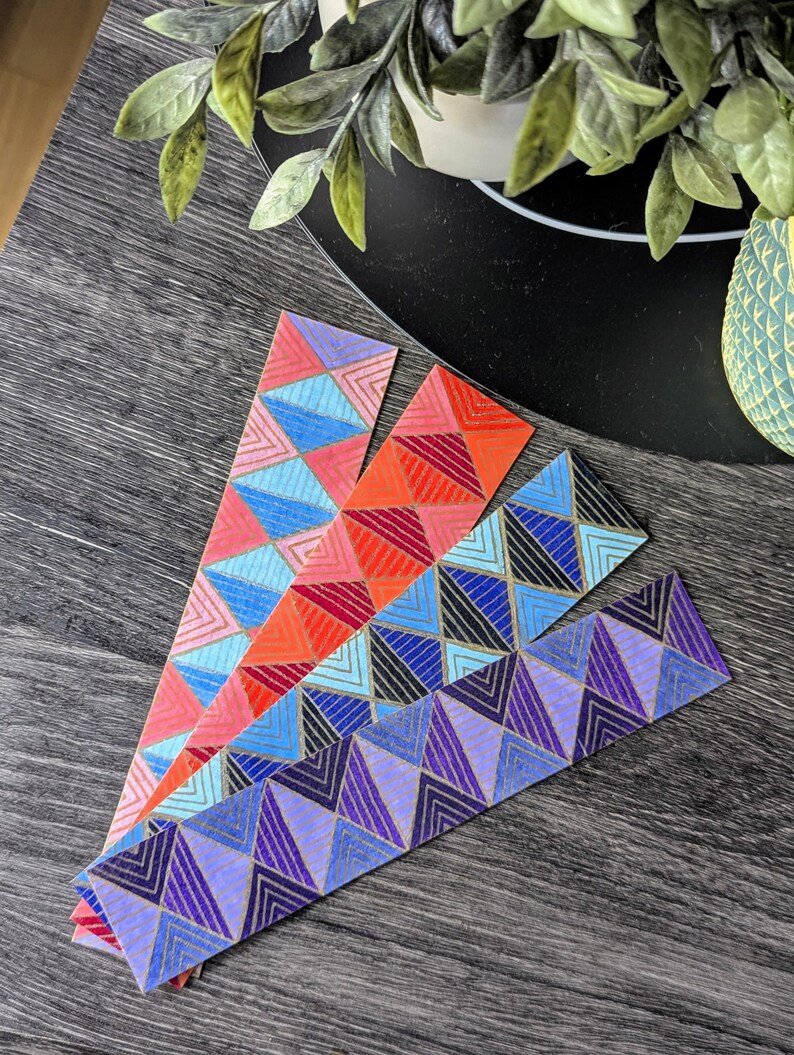 Unique Hand Drawn Bookmark | Vibrant Geometric Patterns, Colorful ...