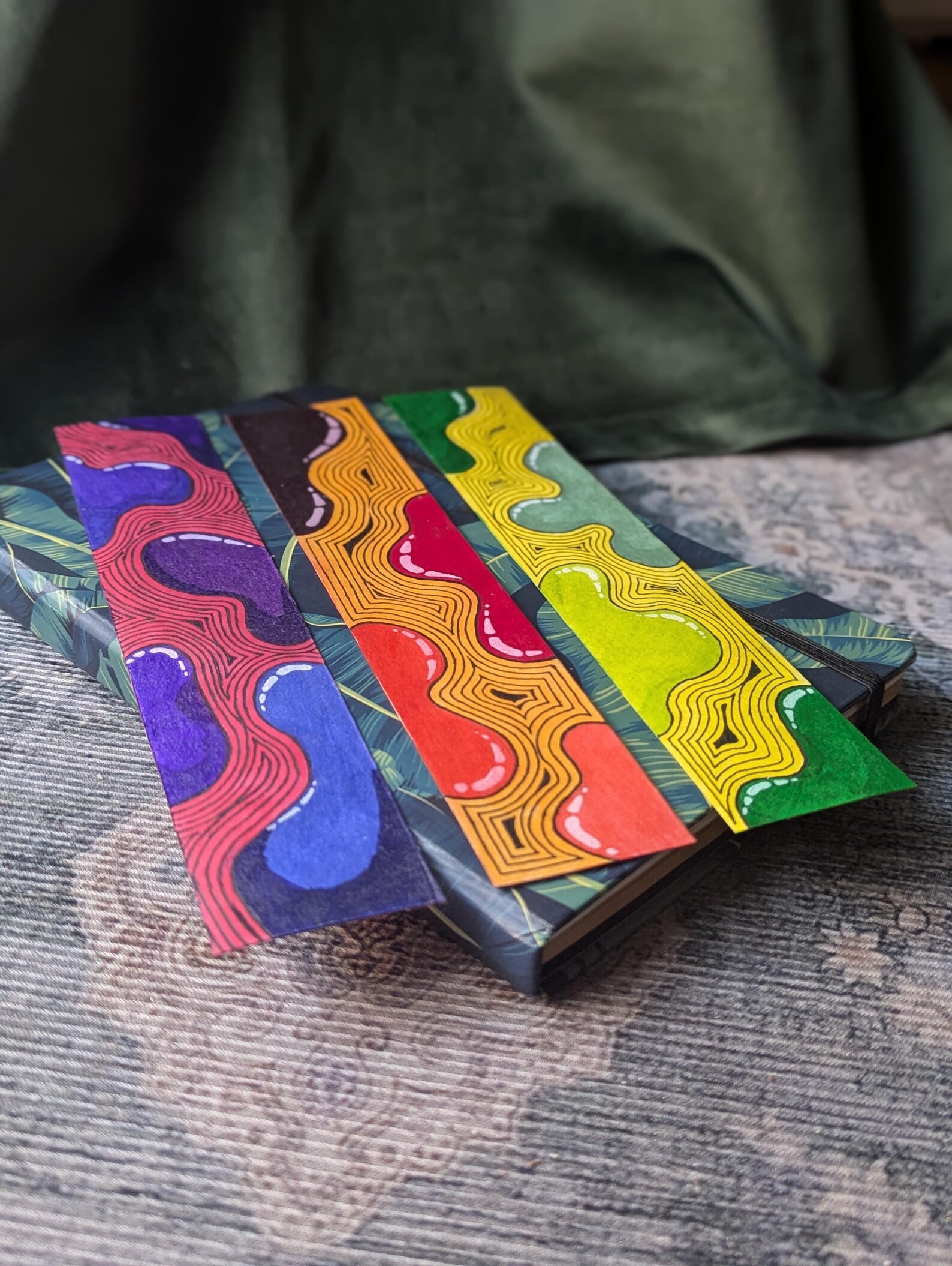 Unique Hand Drawn Bookmark | Dripping Lava Design, Fluid Shapes ...