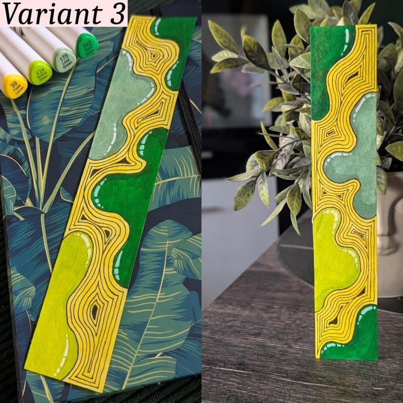 Unique Hand Drawn Bookmark | Dripping Lava Design, Fluid Shapes ...