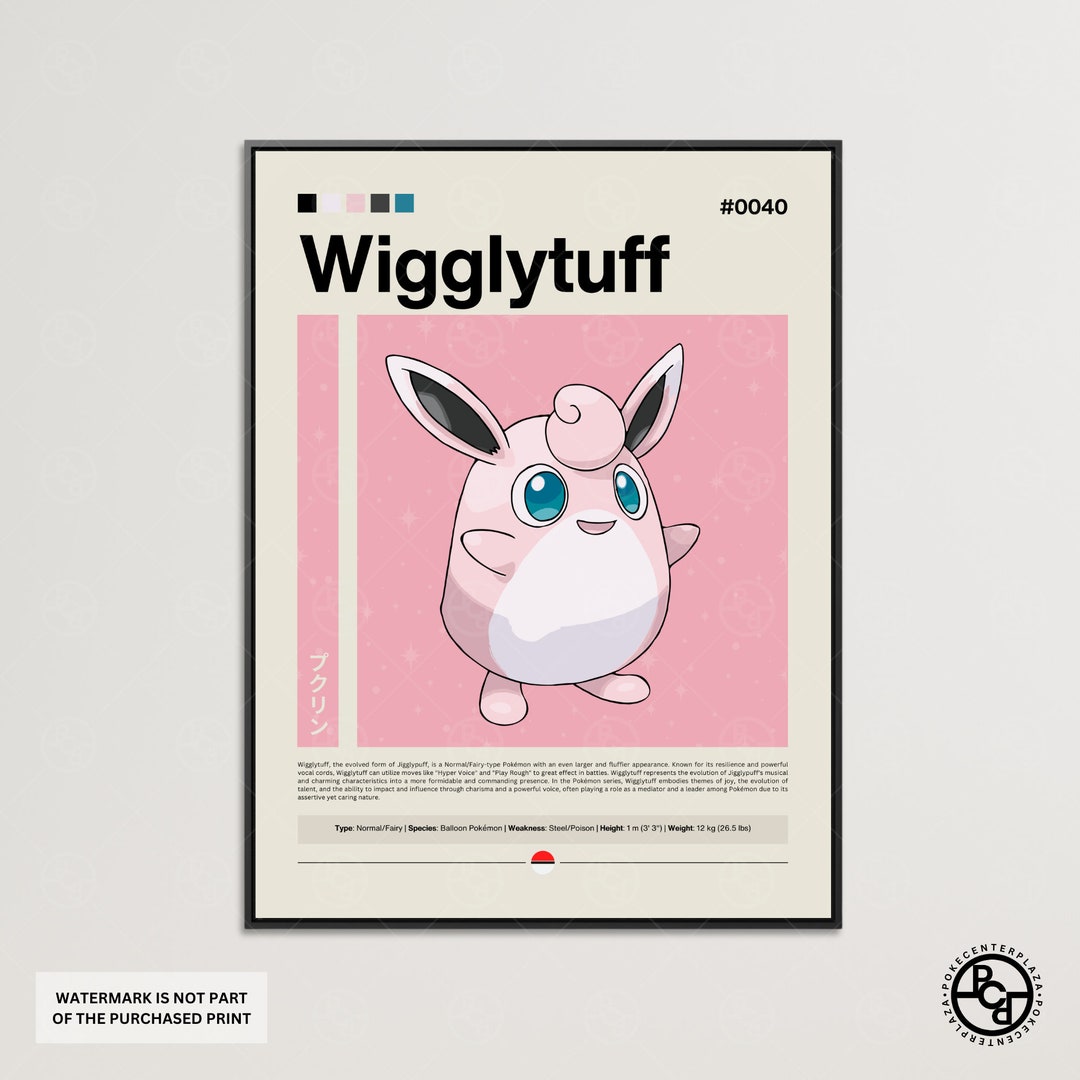 Wigglytuff Poster 0040 Pokemon Poster Pokemon Wall Art - Etsy