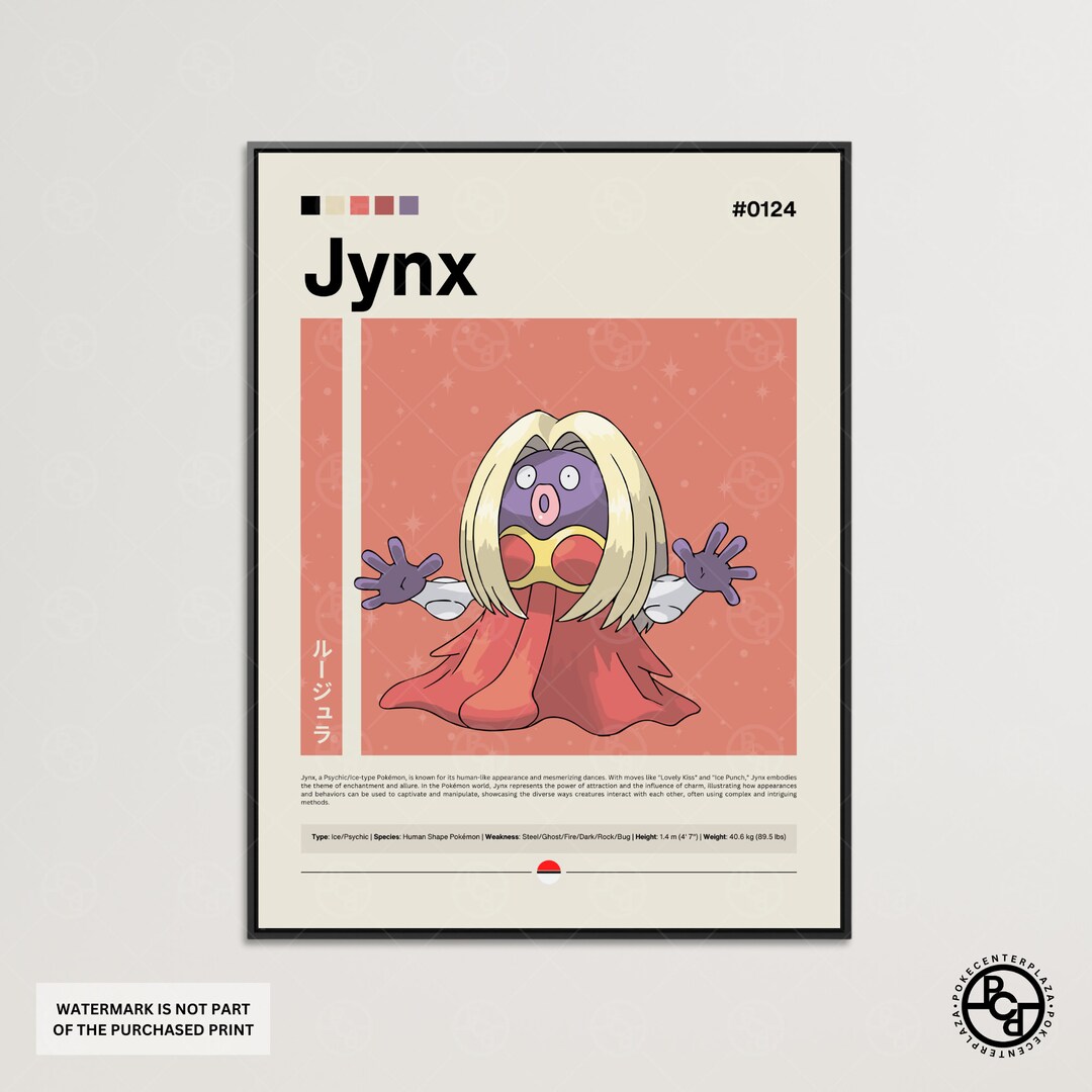 Jynx Poster 0124 Pokemon Poster Pokemon Wall Art Pokemon - Etsy