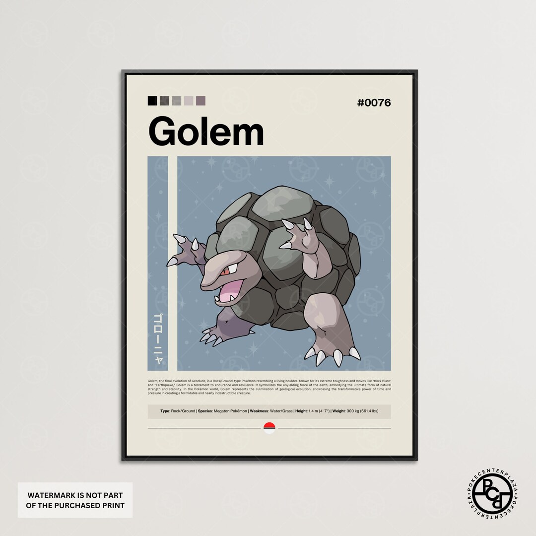 Golem Poster 0076 Pokemon Poster Pokemon Wall Art Pokemon - Etsy