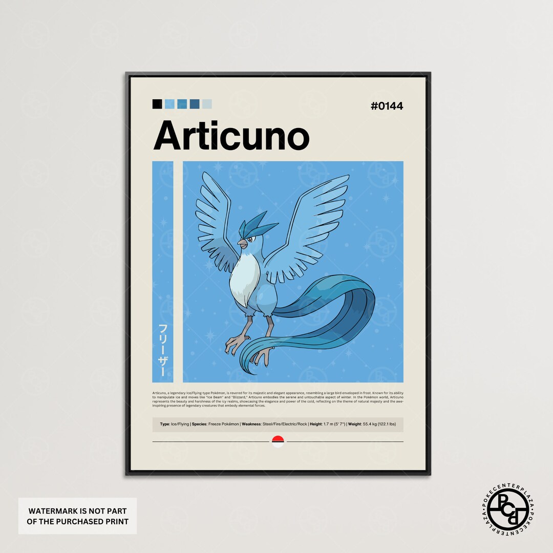 Articuno Poster 0144 Pokemon Poster Pokemon Wall Art - Etsy