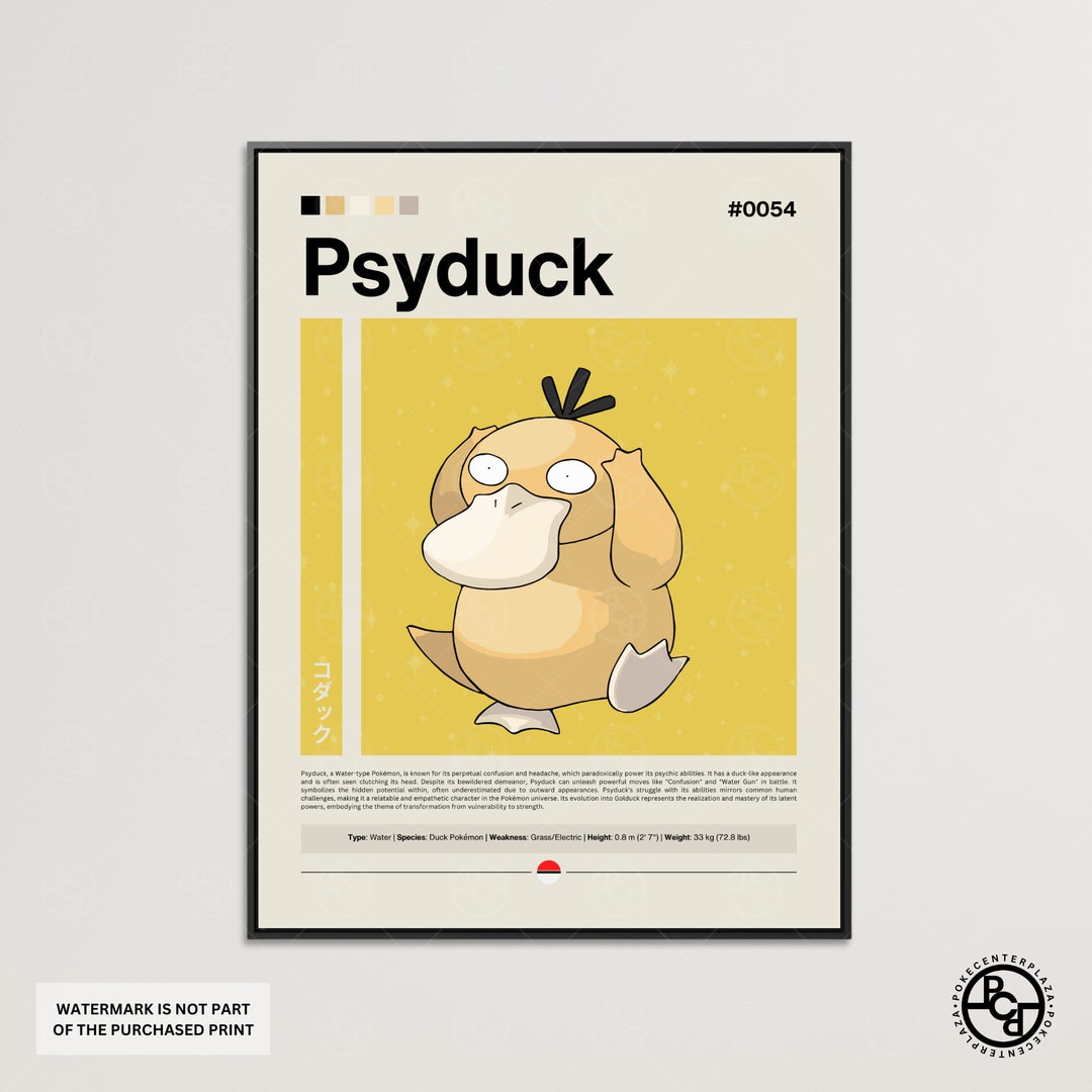 Psyduck Pokemon Poster 0054 Pokemon Print Pokemon Wall - Etsy