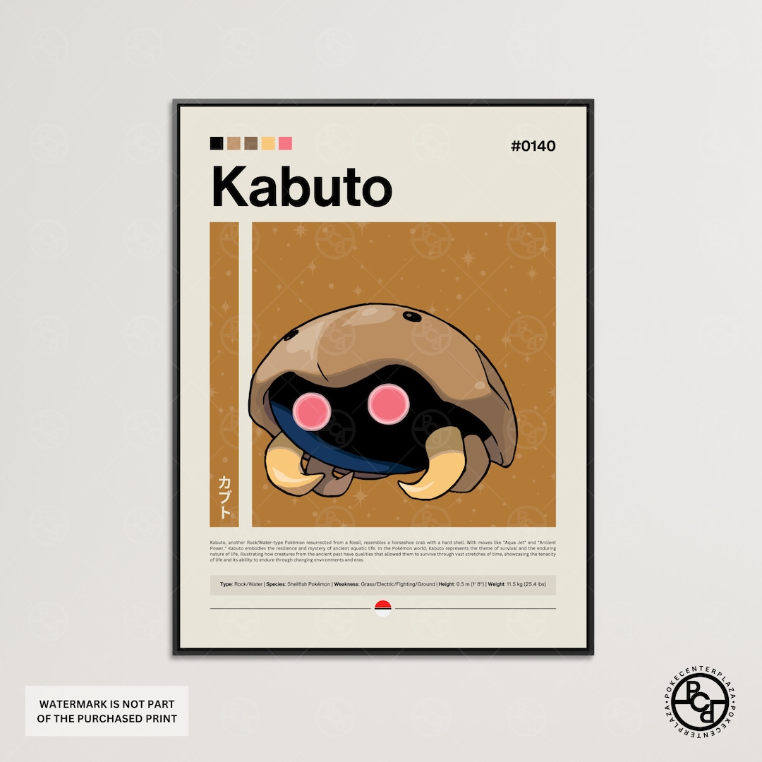 Kabuto Pokemon Poster 0140 Pokemon Print Pokemon Wall Art - Etsy