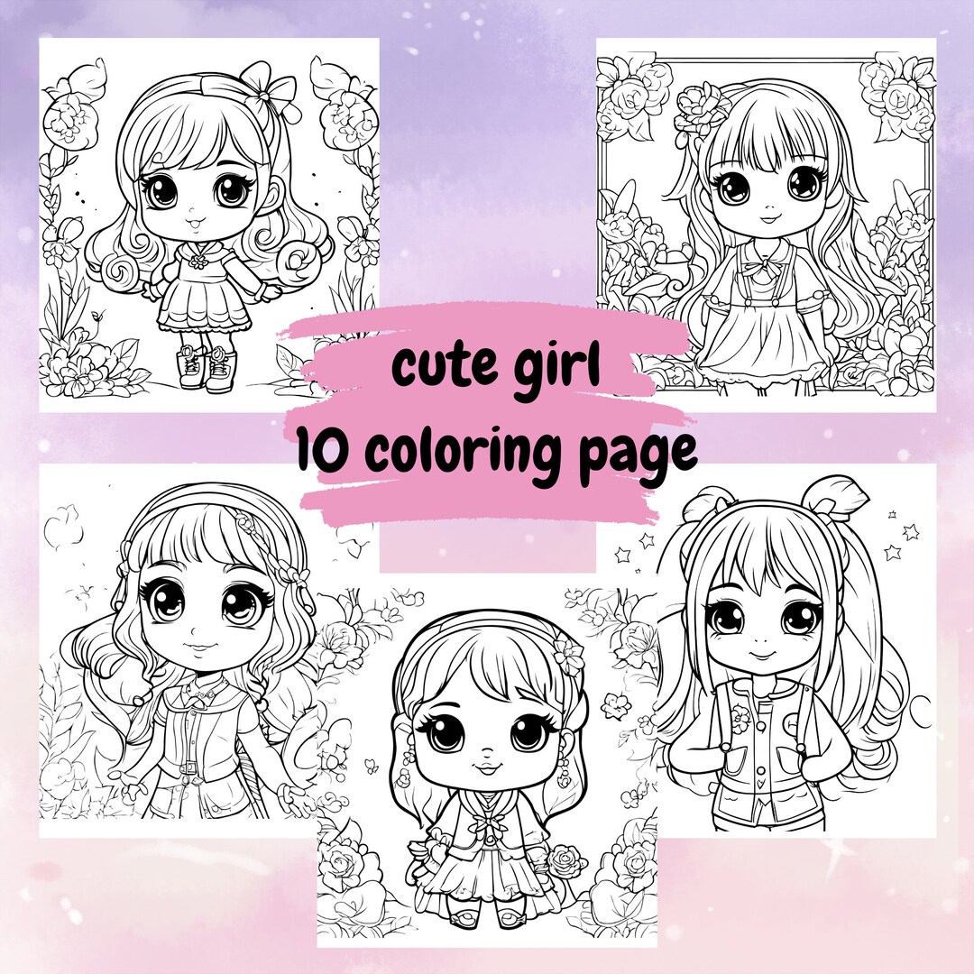 Cute Girl Coloring Page by Busybee - Etsy